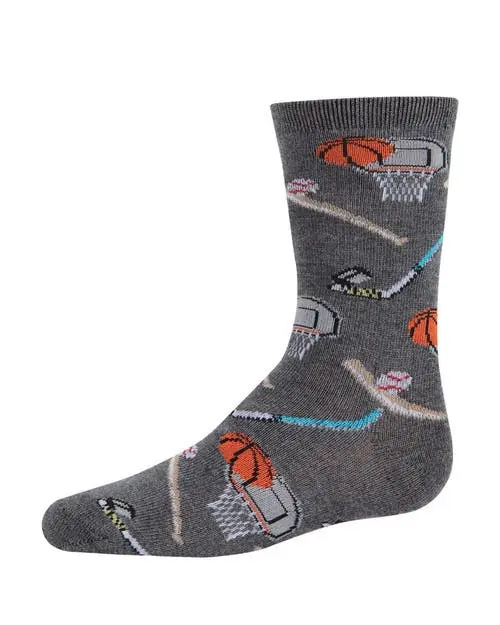 MEMOI Sports Crew Socks - Charcoal