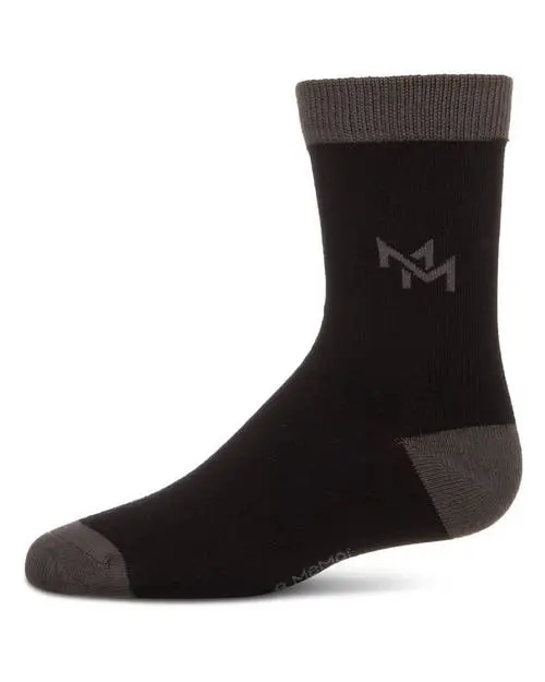 MEMOI Overlapped-m Fine-gauge Crew Sock - Black