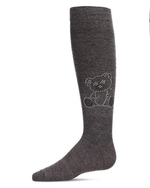 MEMOI Crystal Bear Knee-high Socks - Dark Gray Heather