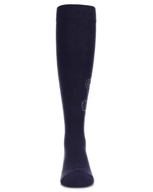 MEMOI Crystal Bear Knee-high Socks - Navy