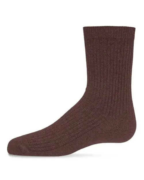 MEMOI Ribbed Crew Socks - Cocoa