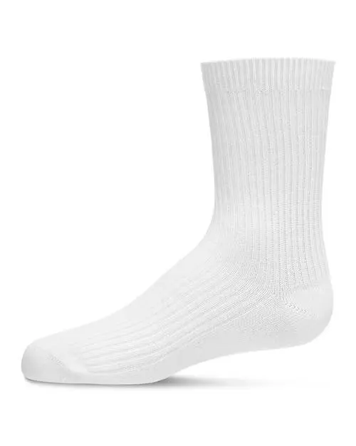 MEMOI Ribbed Crew Socks - White