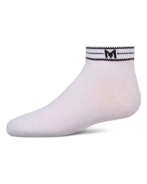 MEMOI Multi Line Anklet Socks - White
