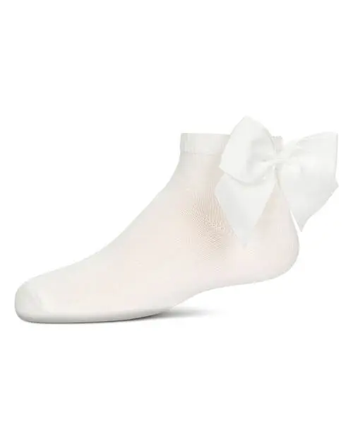 MEMOI Bow Back Anklet Socks - Winter White
