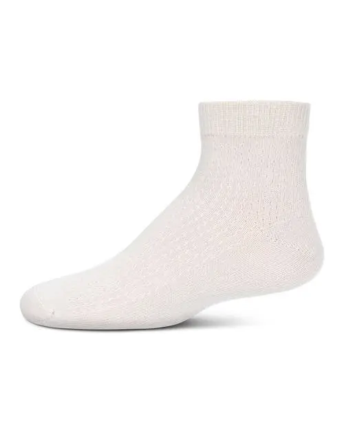 MEMOI Pointelle Dot Anklet Socks - Latte