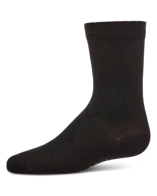 MEMOI All Over Argyle Crew Socks - Black