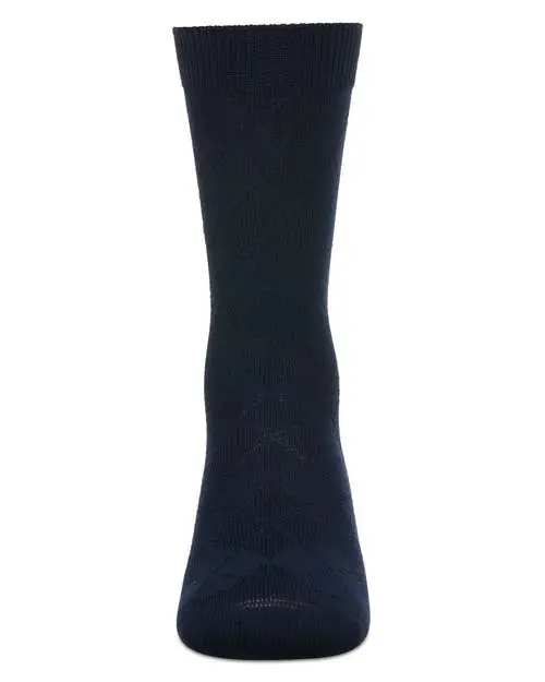 MEMOI Argyle Crew Socks - Navy