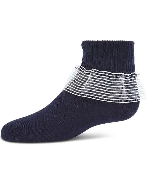 MEMOI Lace Ruffle Socks - Navy