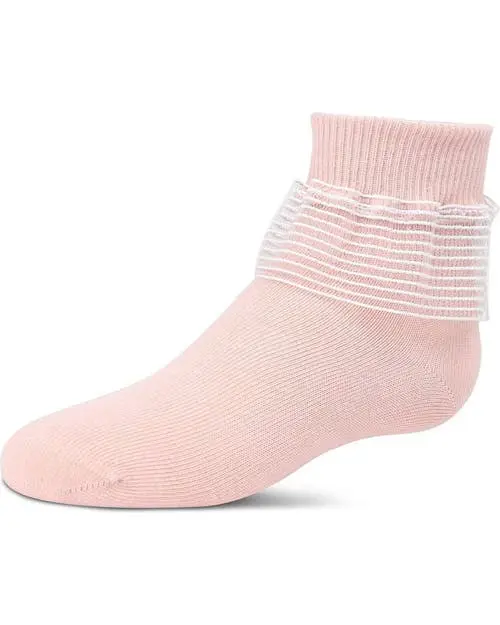 MEMOI Lace Ruffle Socks - Pale Blush