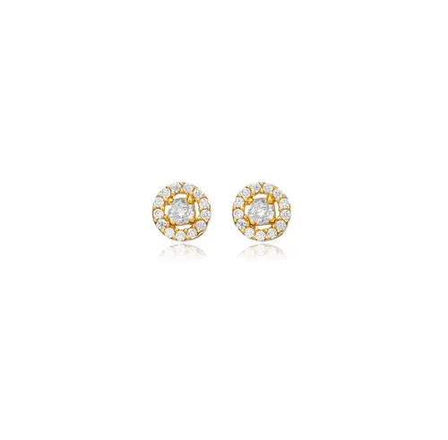 MAZIN JEWELS Halo Stud Earrings - Yellow Gold