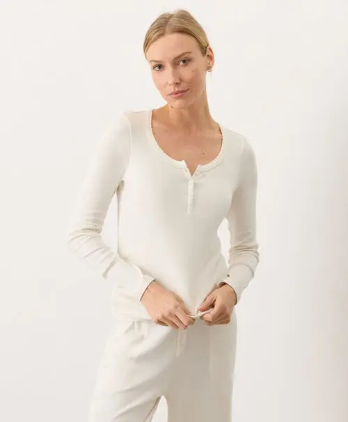 PACT Dream Rib Slim Henley Made With Organic Cotton - Cream