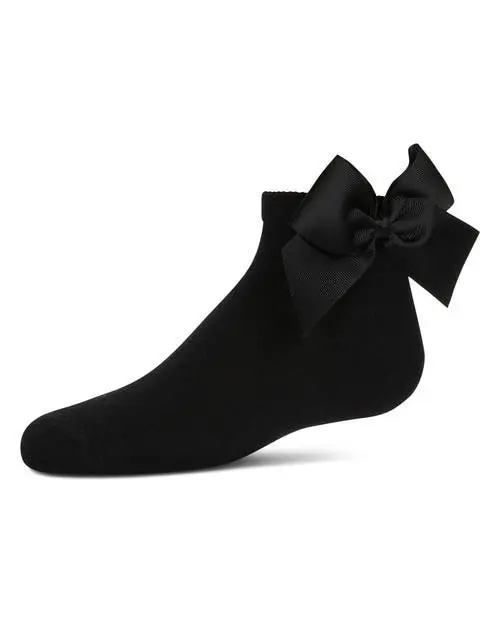 MEMOI Anklet Socks With Bow Detail - Black