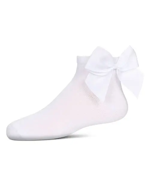 MEMOI Anklet Socks With Bow Detail - White