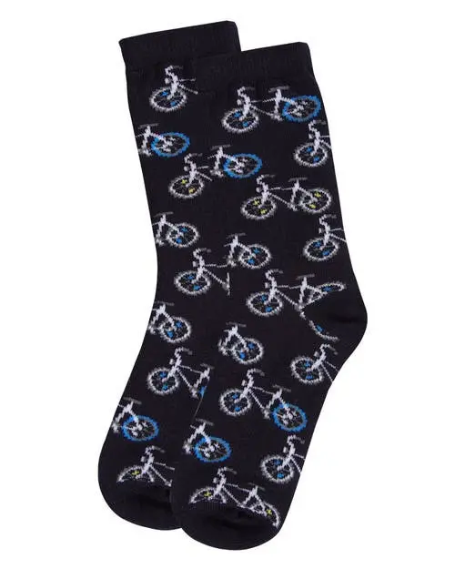 MEMOI Bicycle Novelty Crew Socks - Black