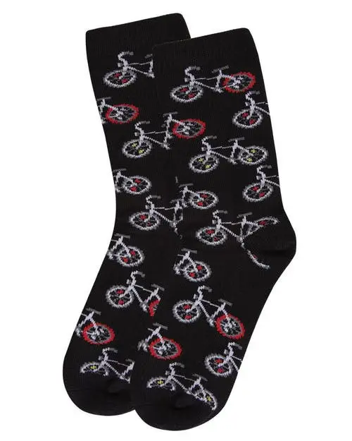 MEMOI Bicycle Novelty Crew Socks - Black