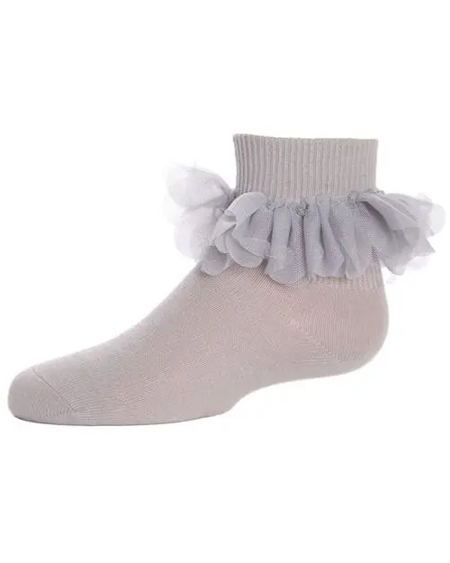 MEMOI Flower Petal Anklet Socks - Silver Cloud