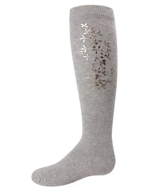 MEMOI Foil And Foliage Knee High Socks - Light Gray