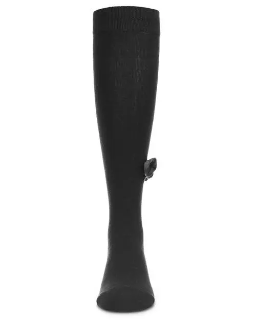MEMOI Velvet Bow Knee High Socks - Black
