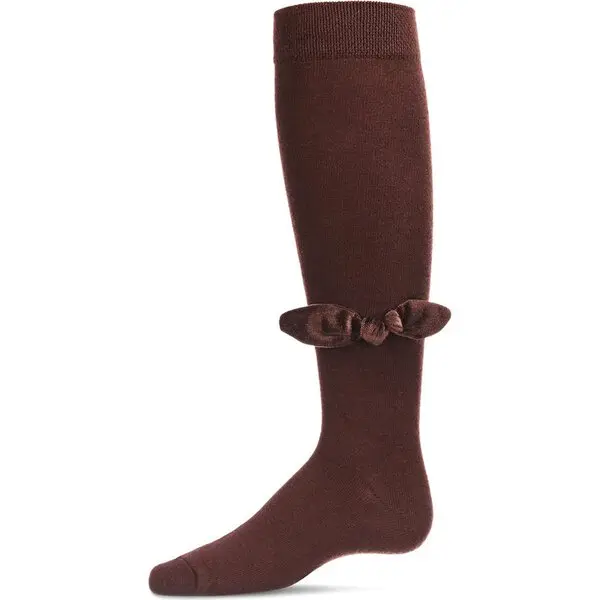 MEMOI Velvet Bow Knee High Socks - Java