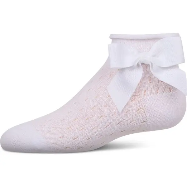 MEMOI Pointelle Anklet Socks - White