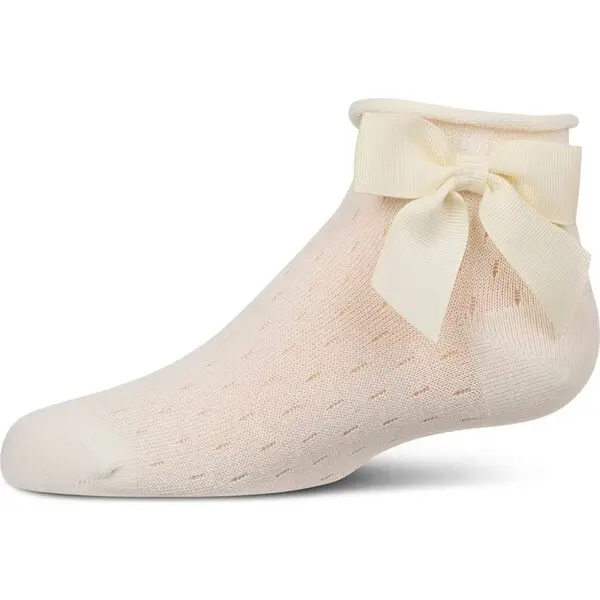 MEMOI Pointelle Anklet Socks - Winter White