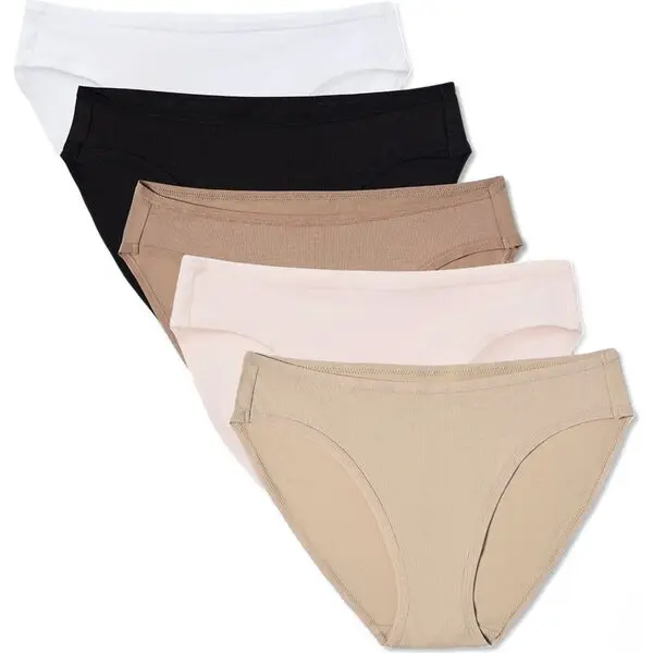 PACT Everyday Classic Fit Bikini 5-pack Made With Organic Cotton - Core Edit