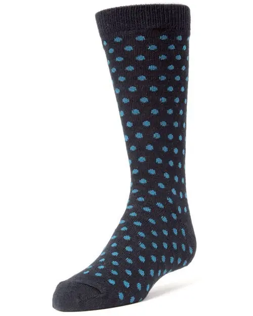 MEMOI Polka Dot Dress Socks - Navy
