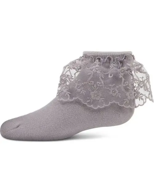 MEMOI Petite Floral Lace Anklet Socks - Wet Weather