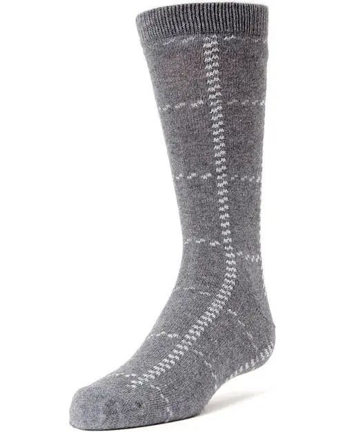 MEMOI Windowpane Plaid Dress Socks - Charcoal