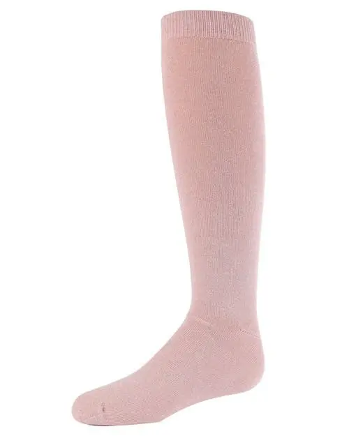 MEMOI Shimmer Knee Socks - Pale Blush