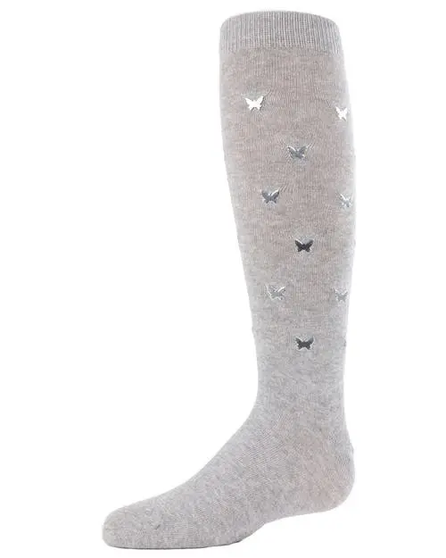MEMOI Fly Sky High Butterfly Knee Socks - Light Gray