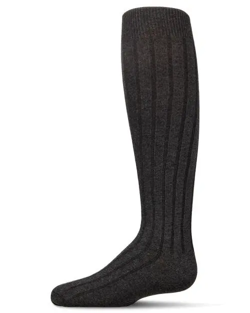 MEMOI Wide Ribbed Knee High Socks - Charcoal Heather
