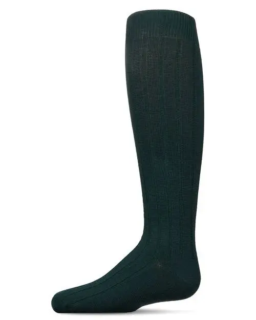 MEMOI Wide Ribbed Knee High Socks - Dark Hunter Green