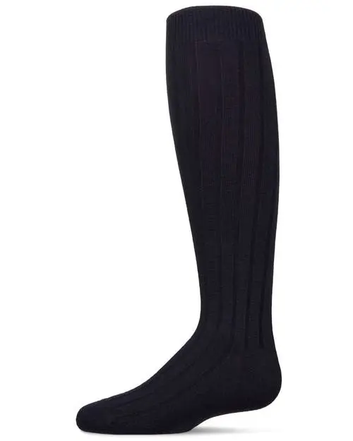 MEMOI Wide Ribbed Knee High Socks - Navy