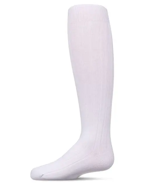 MEMOI Wide Ribbed Knee High Socks - White