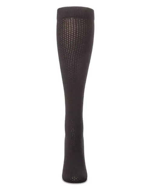 MEMOI Pointelle Dot Knee High Socks - Black