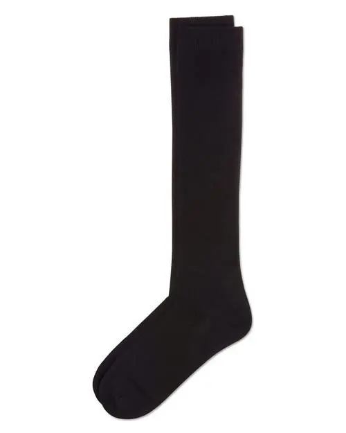 MEMOI Pointelle Dot Knee High Socks - Black