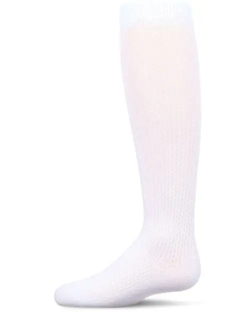 MEMOI Pointelle Dot Knee High Socks - White