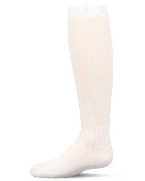 MEMOI Pointelle Dot Knee High Socks - Winter White