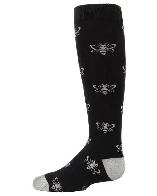 MEMOI Busy Bee Knee High Socks - Black