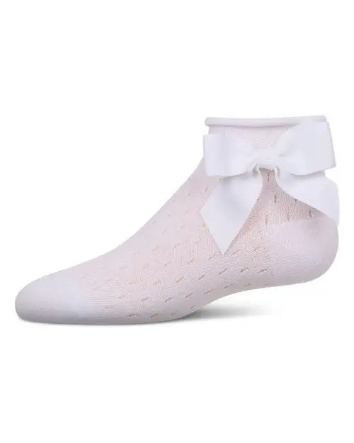 MEMOI Pointelle Anklet Socks - White