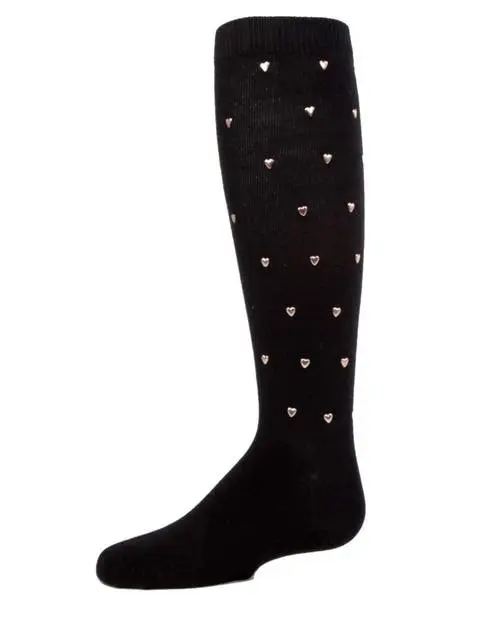 MEMOI Sweetheart Studded Knee-high Socks - Black