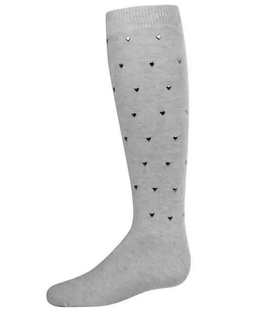 MEMOI Sweetheart Studded Knee-high Socks - Light Gray