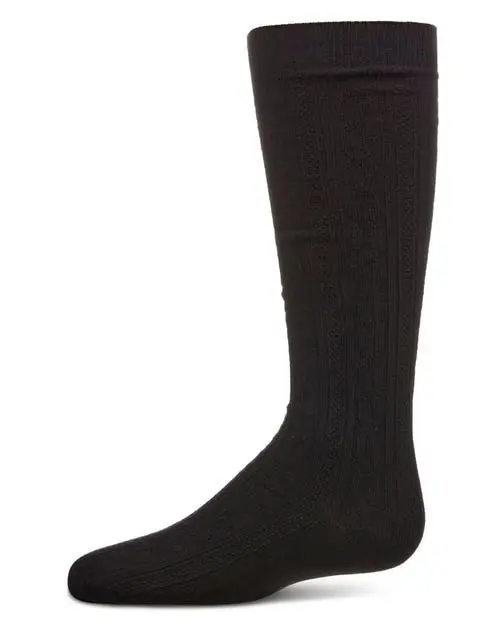 MEMOI Cable Knit Knee High Socks - Black