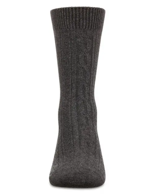 MEMOI Cable Knit Knee High Socks - Charcoal