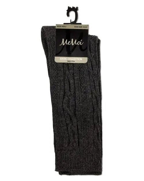 MEMOI Cable Knit Knee High Socks - Charcoal