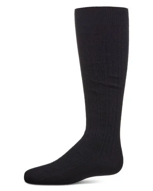 MEMOI Cable Knit Knee High Socks - Navy