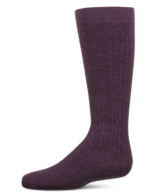 MEMOI Cable Knit Knee High Socks - Plum Perfect