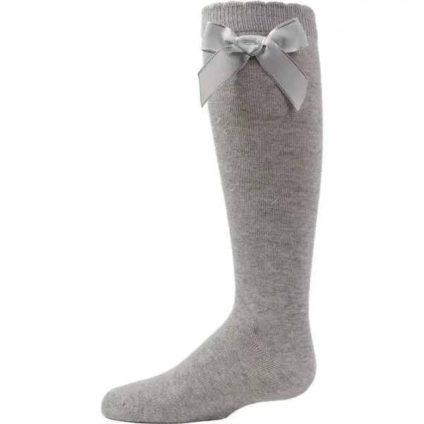 MEMOI Sweet Bow Knee High Socks - Gray