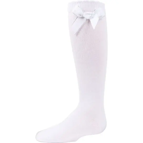 MEMOI Sweet Bow Knee High Socks - White